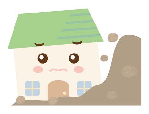 土砂崩れとお家のキャラクターのイラスト 無料のフリー素材 イラストエイト
