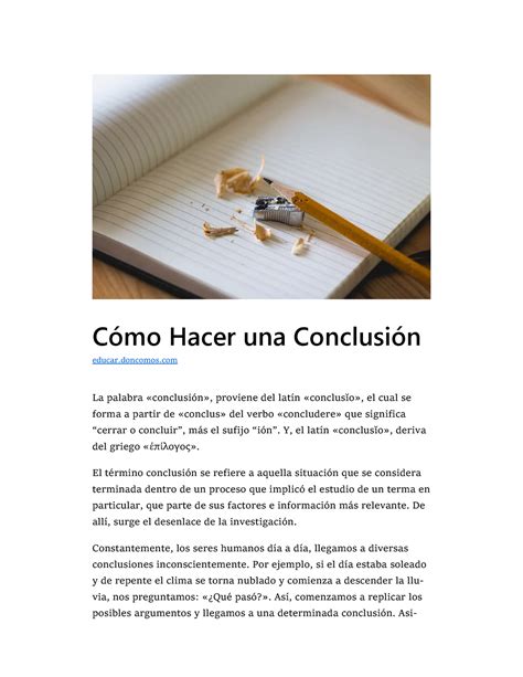 1 Artículo Cómo Redactar Conclusiones Cómo Hacer Una Conclusión La