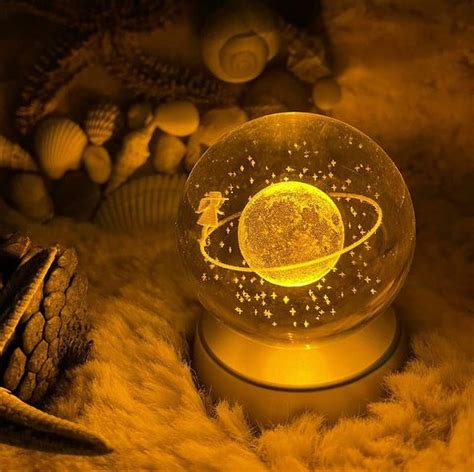 Saturn Illuminated Glass Globe Night Light Earth Globe Etsy