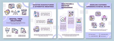 Digital Twin Solutions Brochure Template Poster Solution System Vector