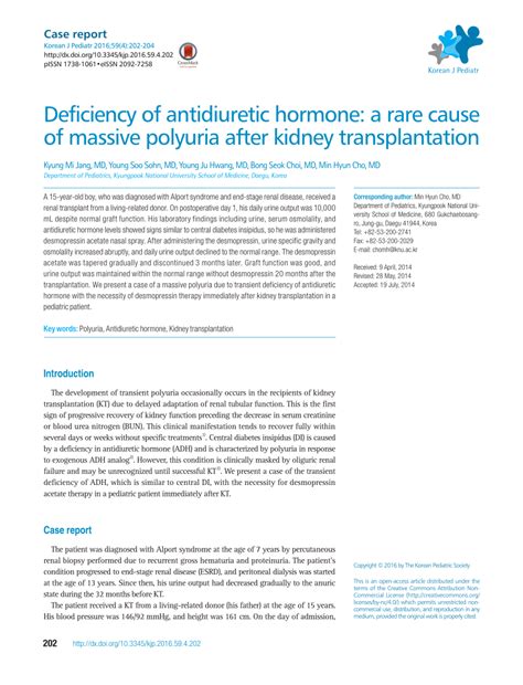 Pdf Deficiency Of Antidiuretic Hormone A Rare Cause Of Massive