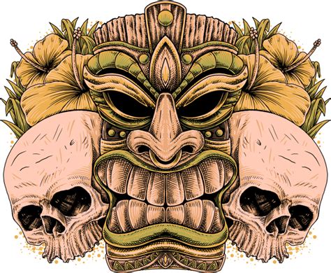 Tiki Mask By Eterfatework Tiki Mask Skull Illustration Tiki Head