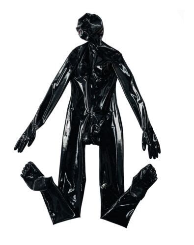 Latex Full Cover Catsuit Toes Red Teeth Nose Tube Codpiece Hidden Two