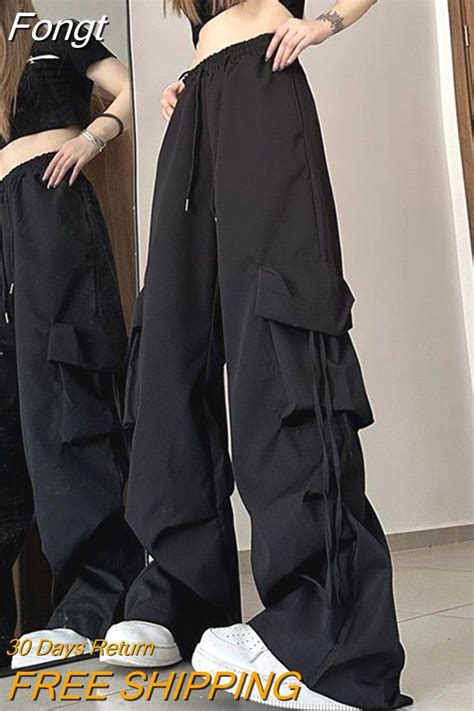 Fongt Streetwear Y K Women Cargo Pant American Hip Hop Loose Casual Trousers High Waist Big