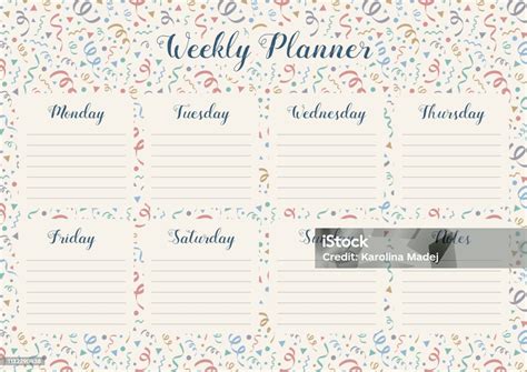 매일 계획 및 색종이와 배경에 메모가 있는 주간 플래너 템플릿입니다 벡터 0명에 대한 스톡 벡터 아트 및 기타 이미지 0명 A4 용지 개념 Istock