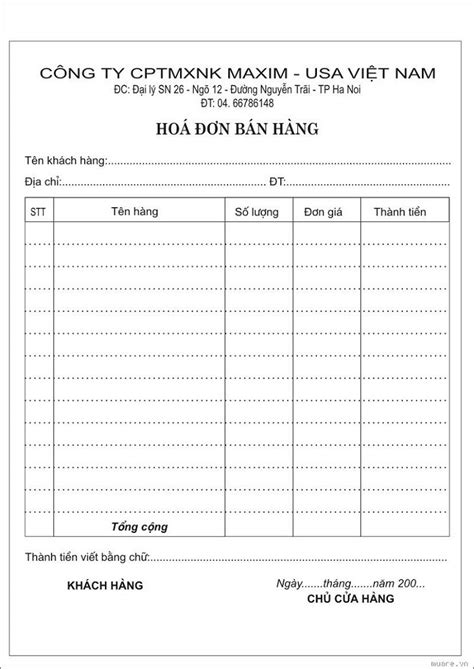 Top 5 Mẫu Hóa Đơn Bán Lẻ Tải Về Bản Exel Pdf Miễn Phí