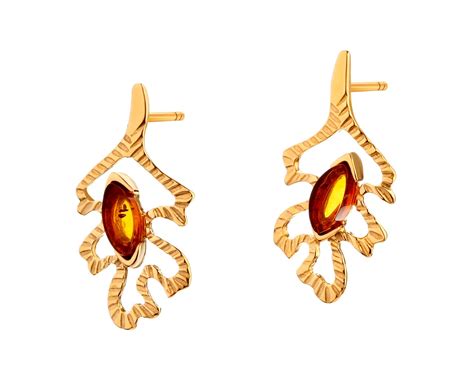 Gold Plated Silver Earrings With Amber Ref No Ap536 4110 Apart