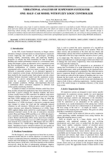 Pdf Vibrational Analysis Of Suspension System For One Half Car Model