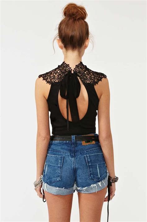Tied Crochet Crop Top Fashion Clothes Tops