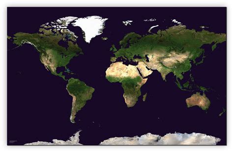 Huge Satellite Map Of The World Canvas