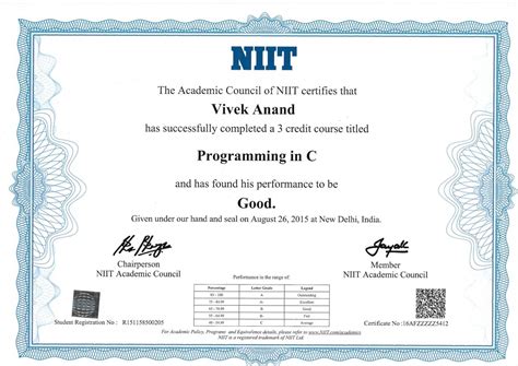 Programming In C Certificate