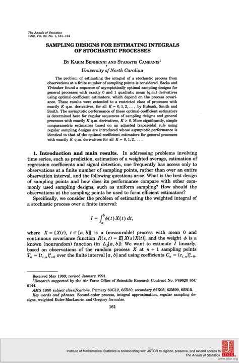 PDF Sampling Designs For Estimating Integrals Of Stochastic Processes