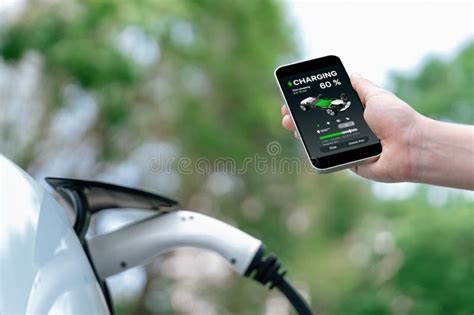 Digital Battery Status From EV Application On Smartphone Perpetual Stock Image Image Of