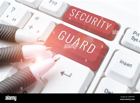 Inspiration Showing Sign Security Guard Word Written On Tools Used To