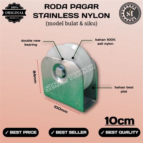 Jual Roda Pagar Roda Nilon Roda Pagar Nilon Uk10cm Bulat Dan Siku