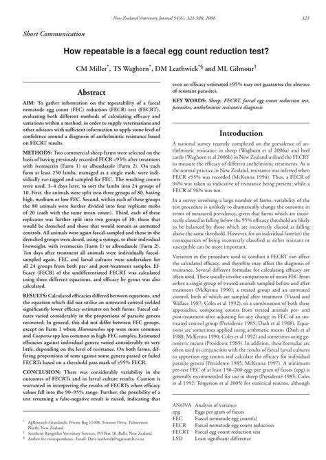 Pdf How Repeatable Is A Faecal Egg Count Reduction Test