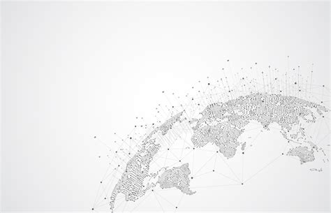 글로벌 네트워크 연결 세계 지도 포인트 및 글로벌 비즈니스 벡터 일러스트 레이 션의 라인 구성 개념 프리미엄 벡터