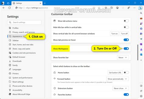 Add Or Remove Workspaces Button On Toolbar In Microsoft Edge Windows