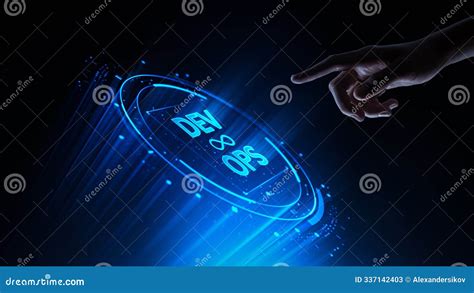 Devops Dev Ops Software Development Concept Human Hand Touching