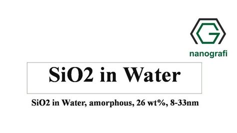 Silicon Dioxide Sio2 In Water Size 8 33 Nm Amorphous 26 Wt