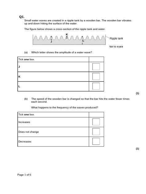 Observing Waves Speed And Frequency Exam Qs Pdf Frequency Waves