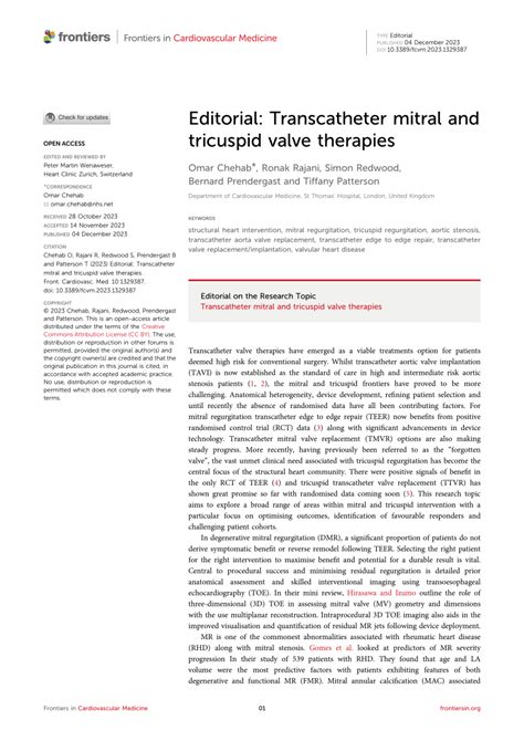 Pdf Editorial Transcatheter Mitral And Tricuspid Valve Therapies
