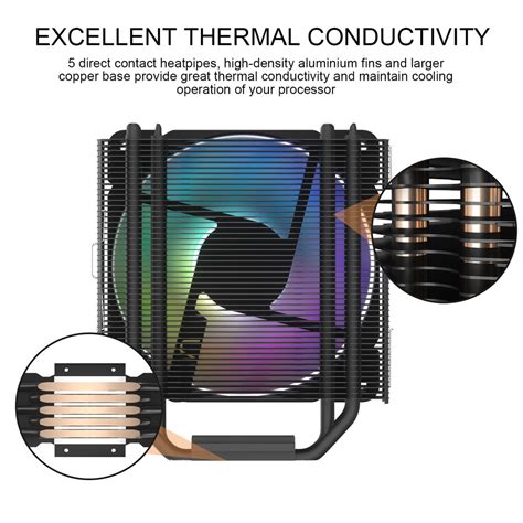 Vetroo V5 Tower Cpu Cooler 120mm Pwm Processor Fan For Intelamd