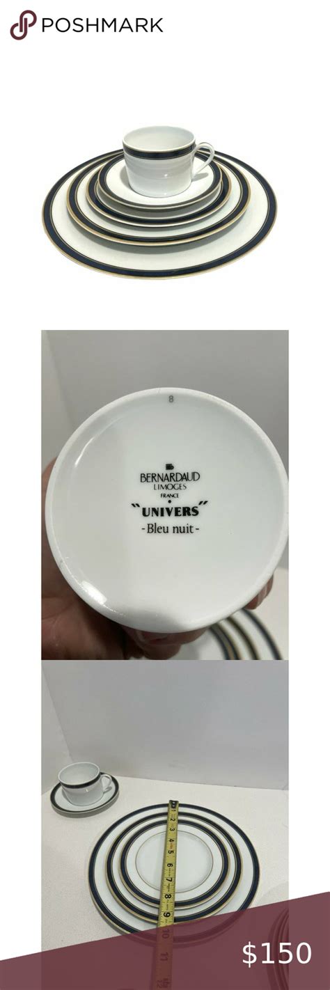 Bernardaud Limoges France Blue Univers Bleu Nuit 5 Pc Place Setting 4