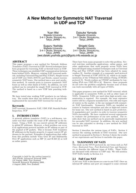 Pdf A New Method For Symmetric Nat Traversal In Udp And Tcp