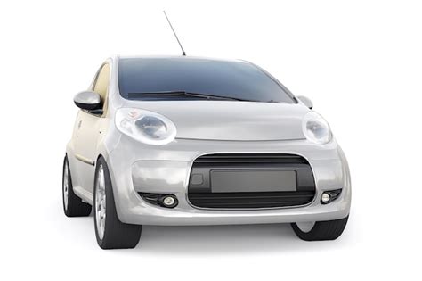 낮은 연료 소비 3d 렌더링으로 역사적인 도시의 비좁은 거리를 위한 회색 금속 초소형 도시 자동차 프리미엄 사진