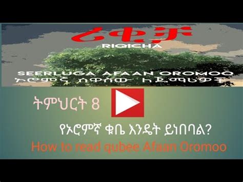 Lesson 8 Qubee Afaan Oromoo Reading And Writing In Oromo Alphabet