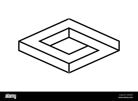Impossible Box Shape Optical Illusion Linear Infinite Rhombus Figure Abstract Eternal