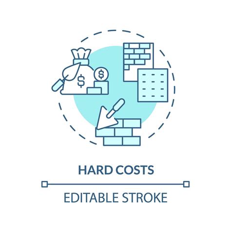 2d Editable Blue Hard Costs Icon Monochromatic Isolated Vector Construction Cost Thin Line