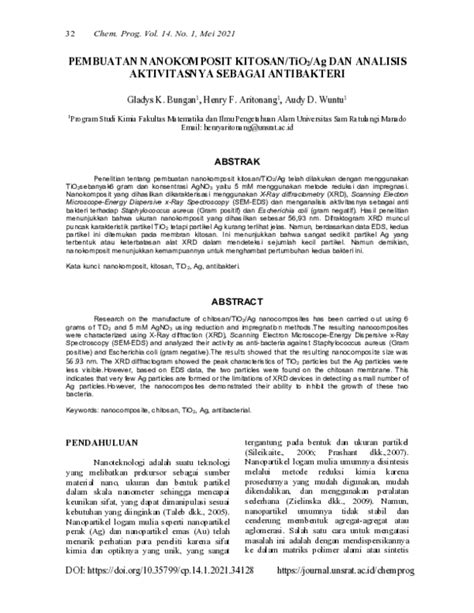 Pdf Pembuatan Nanokomposit Kitosantio2ag Dan Analisis Aktivitasnya