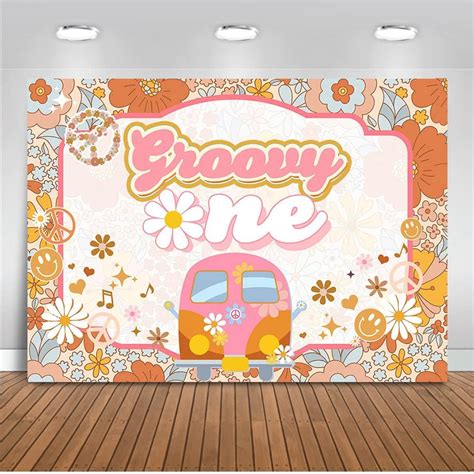 Mocsicka Groovy One Backdrop For Girls 1st Birthday Floral