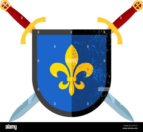 Shield With Two Crossed Swords Stock Vector Image And Art Alamy