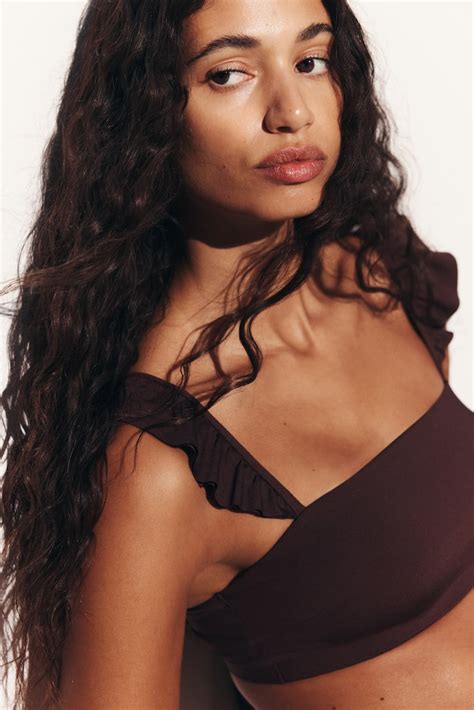 Womens Brown Padded Bikini Top Handm Us