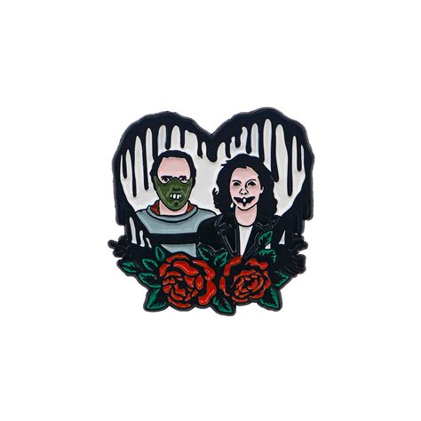 Horror Couple ‘hanibal And Clarice Rose Heart Enamel Pin Distinct Pins