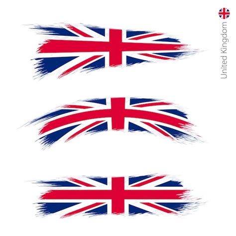 Conjunto De 3 Grunge Textura Bandera De Reino Unido Vector Premium