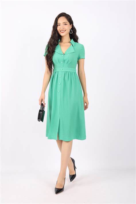 Fdc33739 Đầm Công Sở Vải Chiffon Xốp Dáng Xòe Thời Trang Pantio