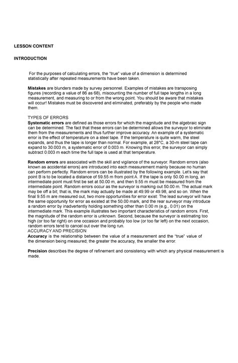 fundamentals of surveying 3 lesson content introduction for the