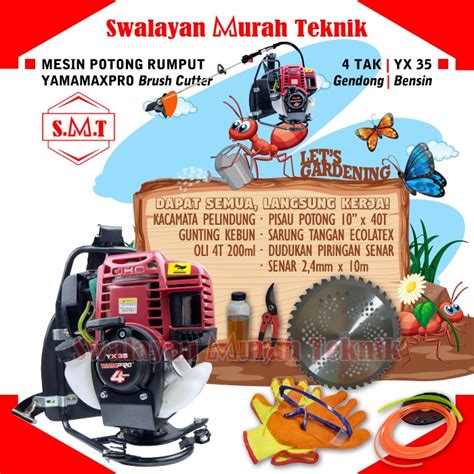 Jual YAMAMAX PRO MESIN POTONG RUMPUT GENDONG 4 TAK 35cc YX35 BRUSH