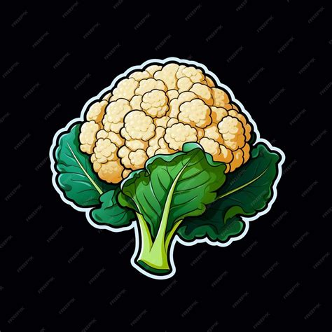 Premium Photo A Drawing Of A Cauliflower On A Black Background