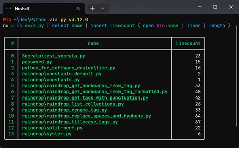 Finding The Line Count Of Source Files As A Table In Nushell Super User