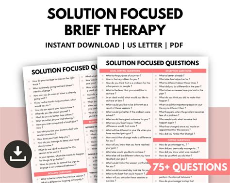 Solution Focused Therapy Questions Cheat Sheet Therapy Session