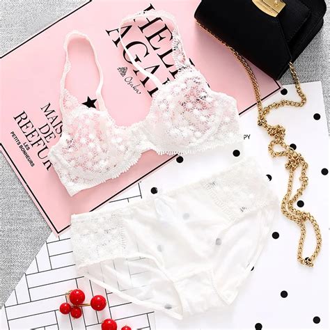 Ultrathin Cup Bra Sexy Lace Embroidery Ultrathin Hollow Out For Women Intimates Bras Panties