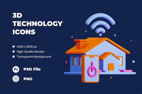 Premium Psd 3d Icon Illustration Smart House Iot Internet Of Things