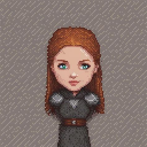 Redhead With Blue Eyes In Pixel Art Style Premium Ai Generated Image