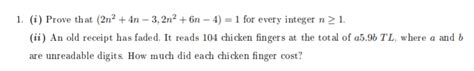 solved 1 i prove that 2n² 4n 3 2n2 6n 4 1 for