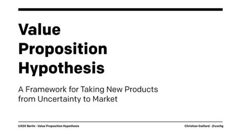 Value Proposition Hypothesis Ppt